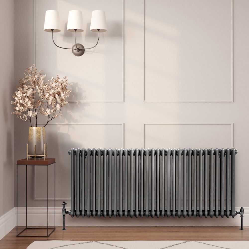 Milano Windsor - Pewter Horizontal Traditional Column Radiator - Triple ...