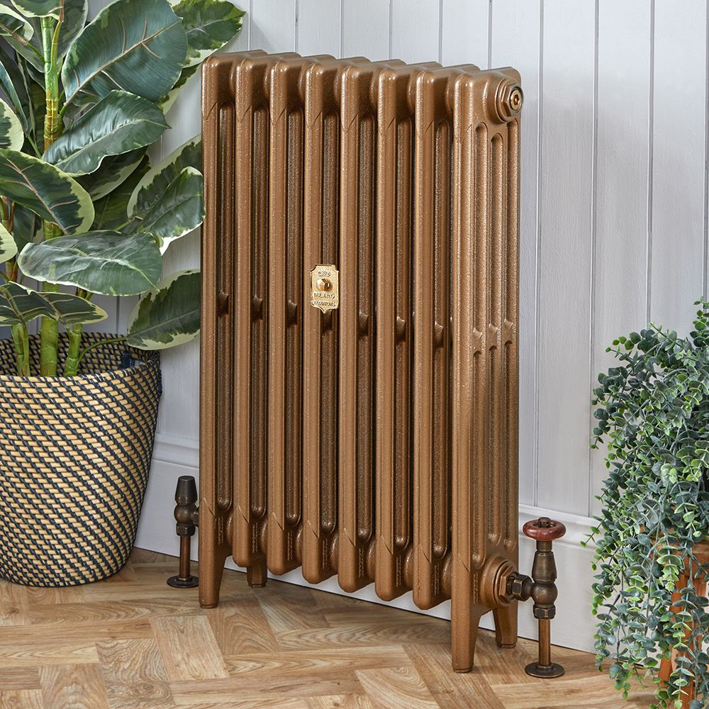 Milano Mercury - 4 Column Cast Iron Radiator - 760mm Tall - Burnt Gold ...