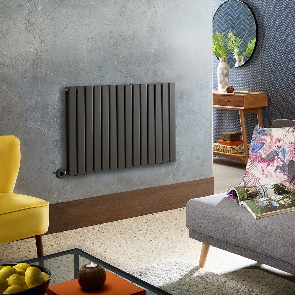 Milano x ECOSO Alpha - Electric Anthracite Horizontal Designer Radiator ...