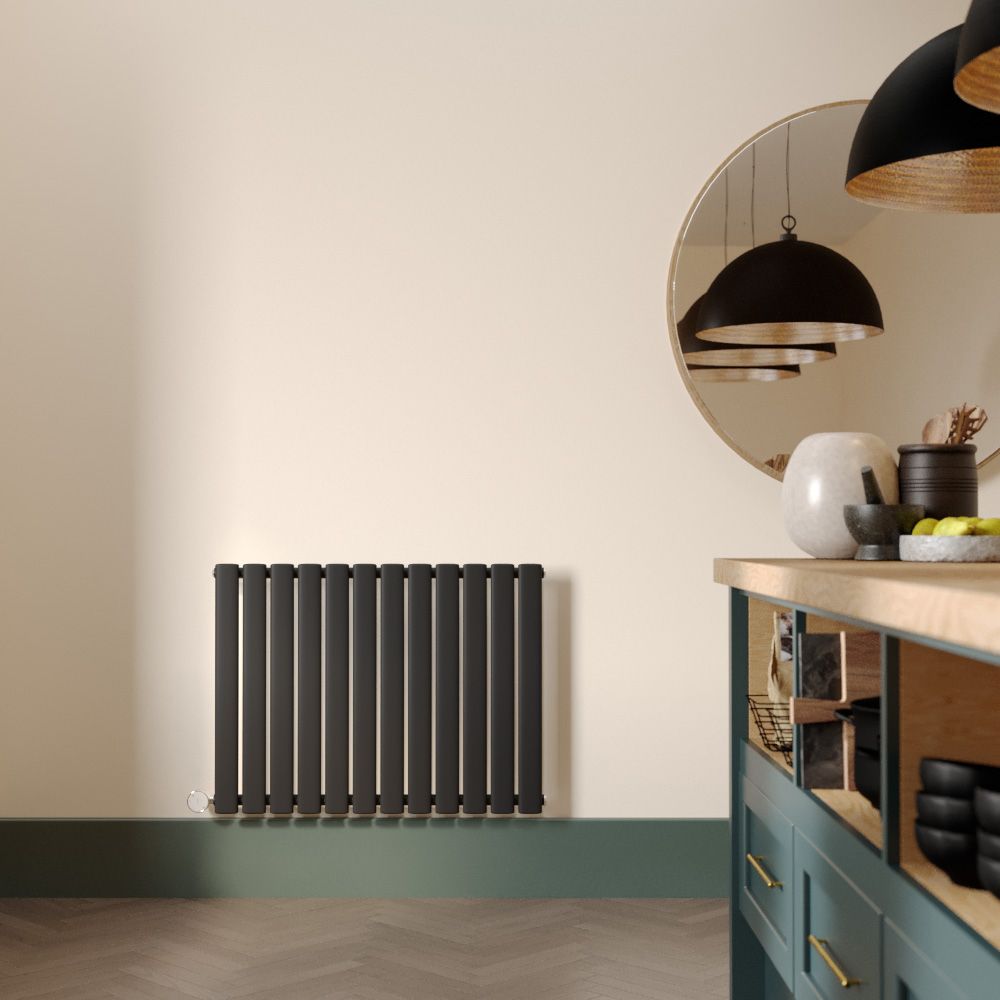 Milano Alpha Electric - Black Horizontal Flat Panel Designer Radiator ...