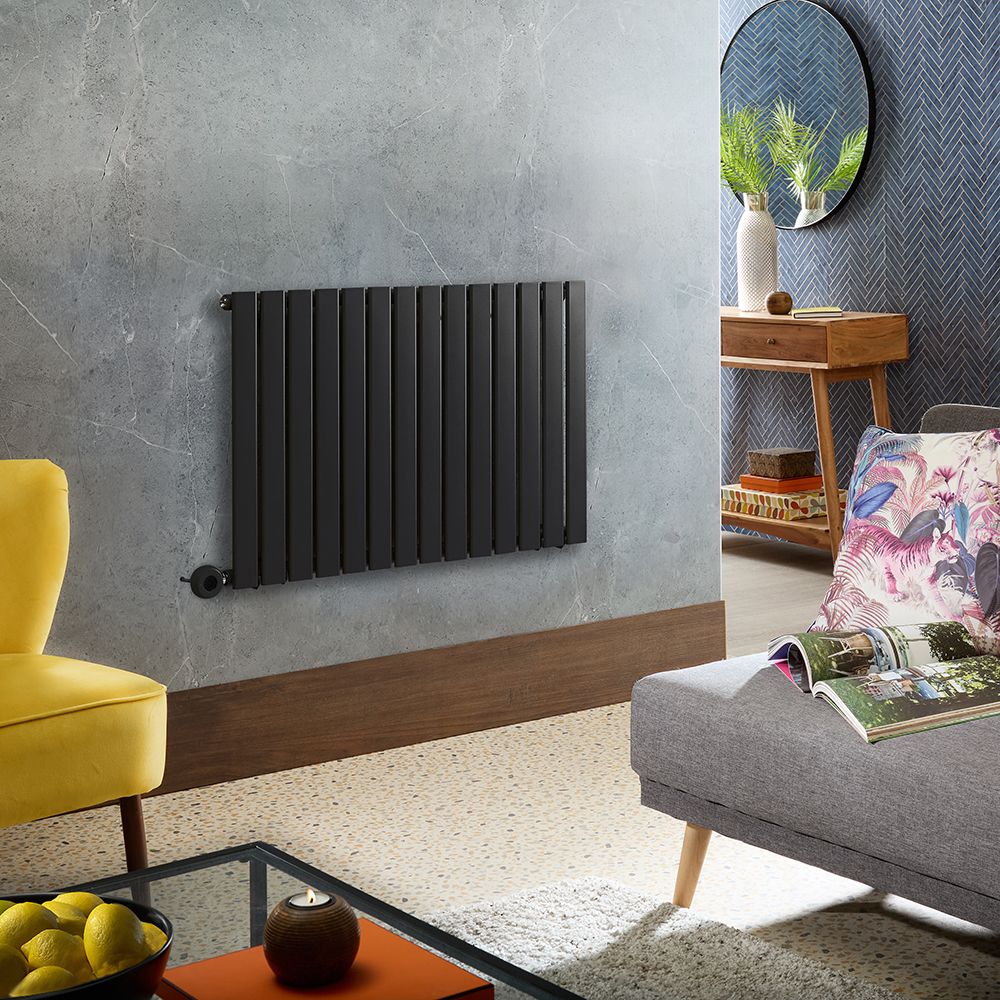 Milano x ECOSO Alpha - Electric Black Horizontal Designer Radiator ...