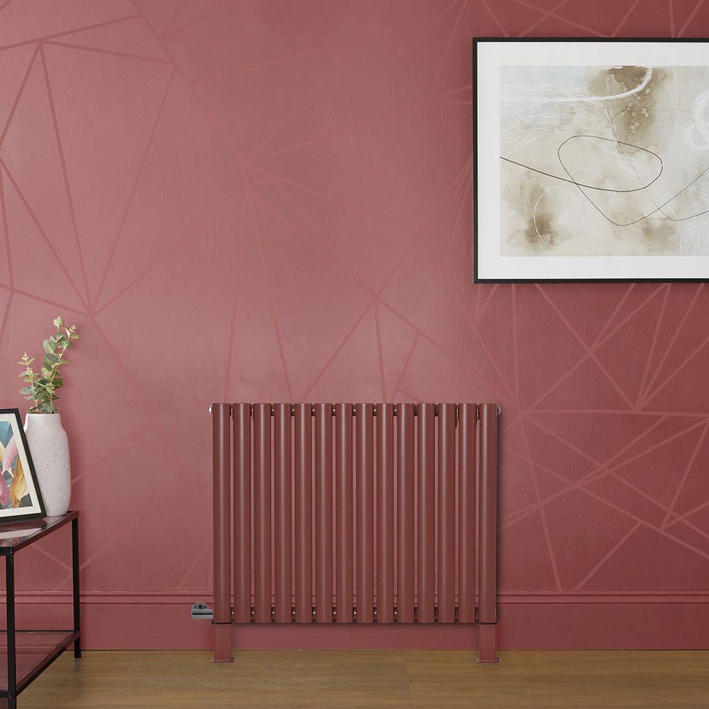 Milano Aruba Electric - Booth Red Horizontal Designer Radiator - 635mm ...